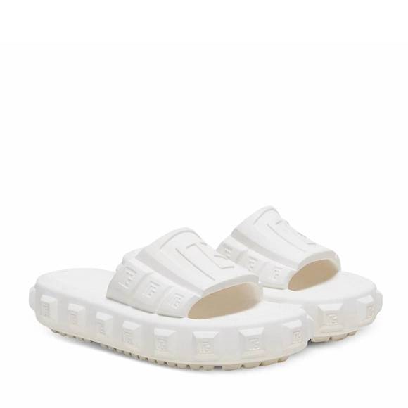 Balmain | Shoes | New Balmain Mens Ari Rubber Slides Sandals In White ...